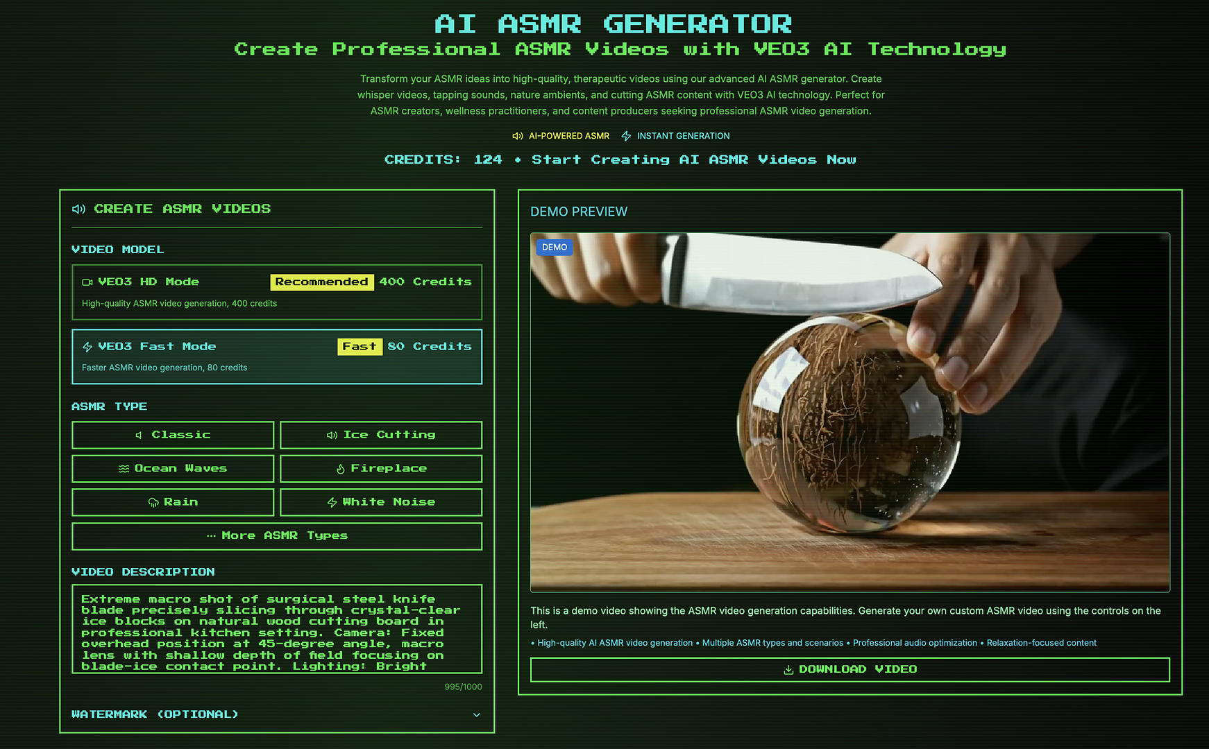 AI ASMR Video Generator - Create Professional ASMR Content with VEO3
